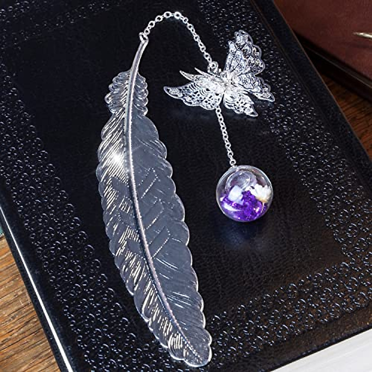 Toirxarn Metal Feather Bookmarks with 3D Butterfly Pendant - Perfect Teacher Appreciation, and Birthday Gift for Women, Her, Mom, Librarian, and Book Lovers - Unique Page Marker