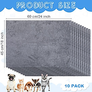 VitalCozy 10 Pcs Guinea Pig Pee Pads Mats for Cage Rat Bedding Blanket for Guinea Pigs Controlling Absorbent Waterproof Pee Pads for Rabbits, Hamster and Other Small Animals(18 x 24 Inch,Gray)