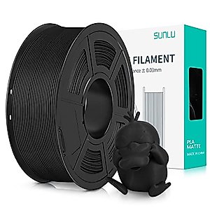 SUNLU 3D Printer Filament PLA Matte 1.75mm, Neatly Wound Filament, Smooth Matte Finish, Print with 99% FDM 3D Printers, 1kg Spool (2.2lbs), 330 Meters, Matte Black