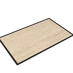 nuLOOM 6x9 Elijah Seagrass Area Rug, Black, Solid Farmhouse Style, Cotton Bordered, Basketweave, Natural Fiber, For Bedroom, Dining Room, Living Room, Hallway, Office, Kitchen, Entryway