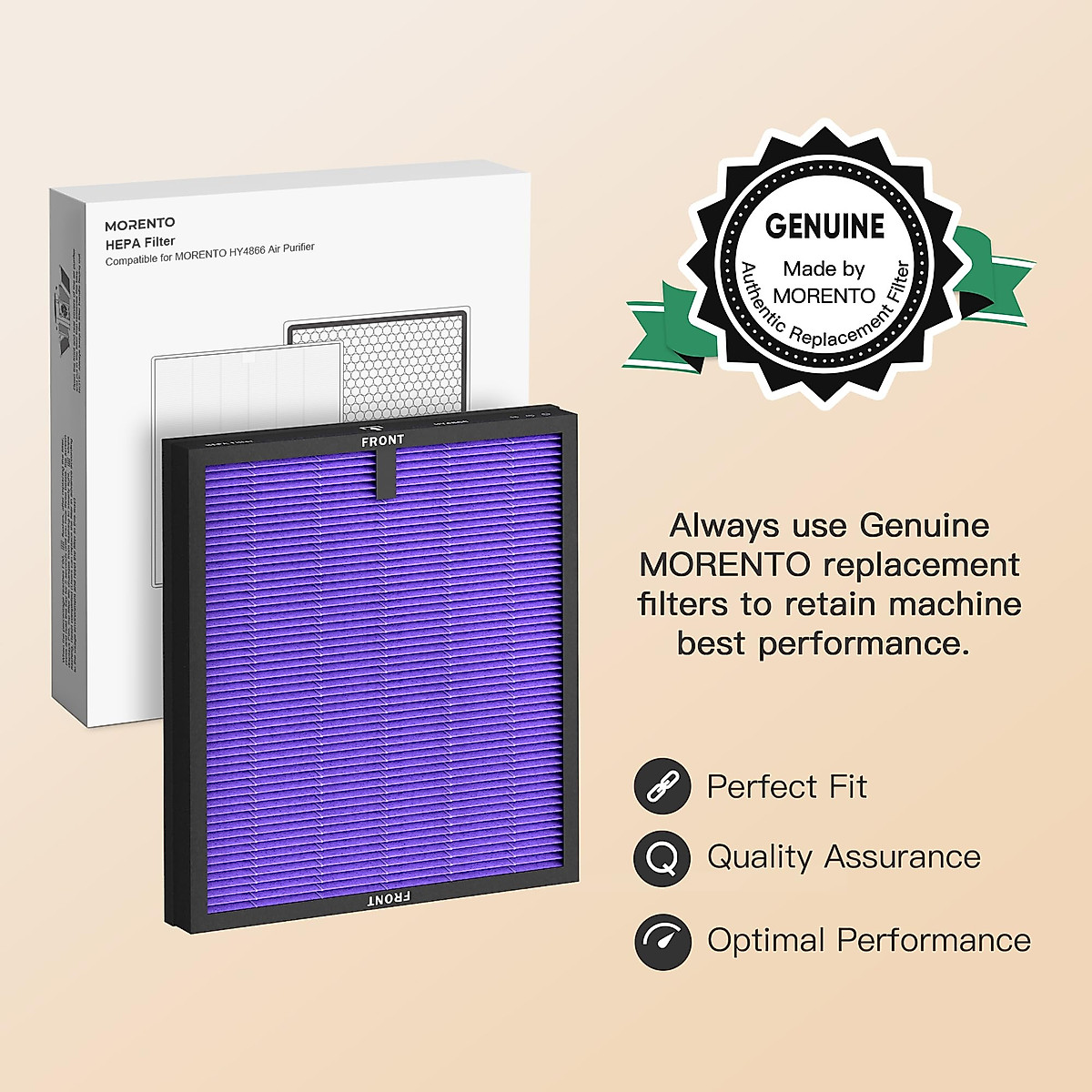 MORENTO 2 Pack HY4866 Genuine Air Purifier Replacement Filter for HY4866 Air Purifier, Multifunction Version