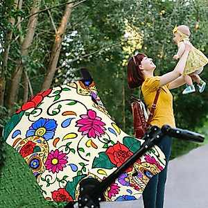 Sugar Skeleton Flower Baby Car Seat Cover for Baby Boys and Girls Breathable Lightweight Carseat Cover Baby Carrier Cover Soft Flexible for Girls Boys