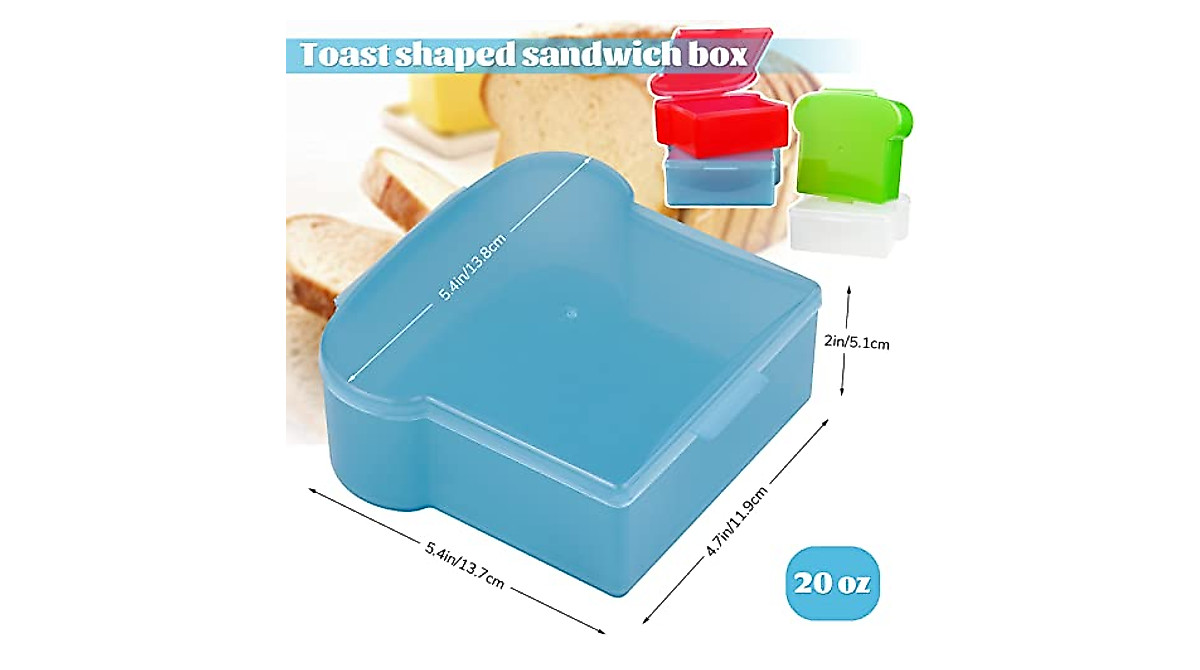 GothaBach 4 Pcs Toast Shape Sandwich Box for Lunch