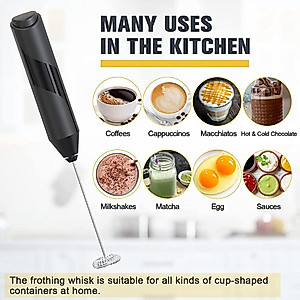 Electric Milk Frother Handheld with Stainless Steel Stand Battery Powered Foam Maker, for Coffee, Cappuccino, Latte, Matcha, Hot Chocolate, Mini Drink Mixer