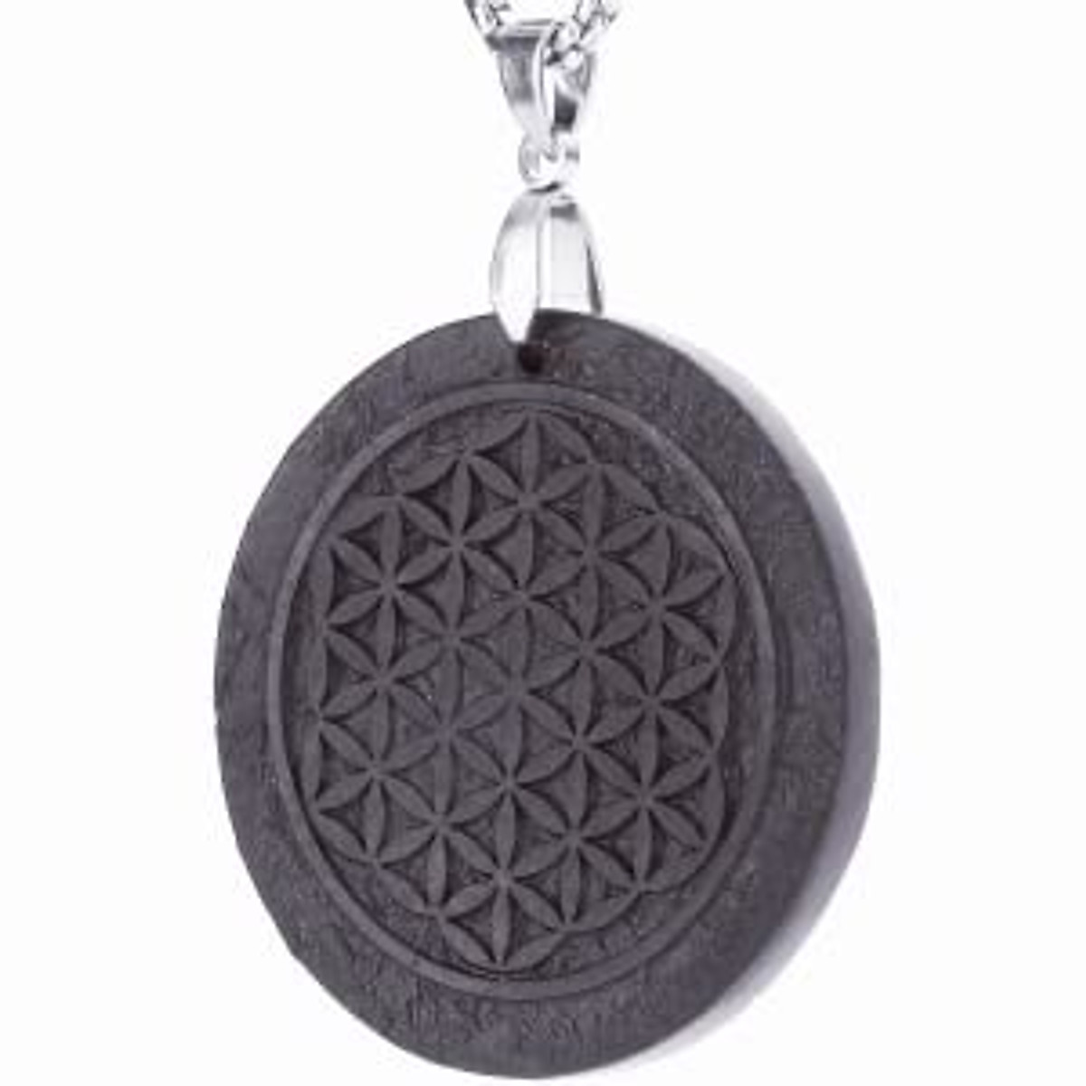 SZFMSWE Shungite necklace flower of life shungite stone pendant necklace