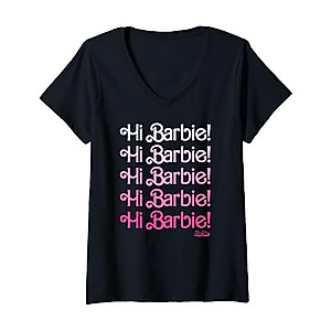 Barbie The Movie - Hi Barbie Stacked V-Neck T-Shirt
