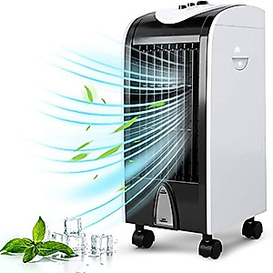 GOFLAME Evaporative Air Cooler, 3-in-1 Portable Cooling Fan with 3 Speeds and Time Function, Bladeless Air Cooling Machine with Fan & Humidifier for Home Office Dorms