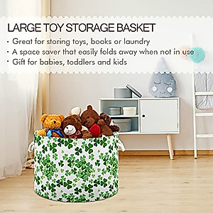 senya St. Patrick's Day Storage Basket St. Patrick's Day Lucky Clover Shamrocks for Toys Clothes Storage Bin Box Laundry Hamper Organizer Bag with Handles