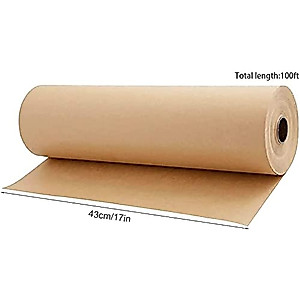 WJAJOY Kraft Paper Roll - Brown Paper Packing Roll Perfect for Crafts,Art,Small Gift Wrapping,Postal,Shipping,Dunnage & Parcel(43 Centimeters Wide,30.5 Meters Long)