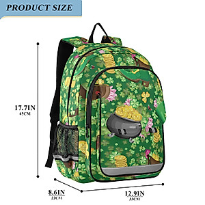 ALAZA St Patrick's Day Clover Hat Backpack Bookbag Laptop Notebook Bag Casual Travel Trip Daypack for Women Men Fits 15.6 Laptop