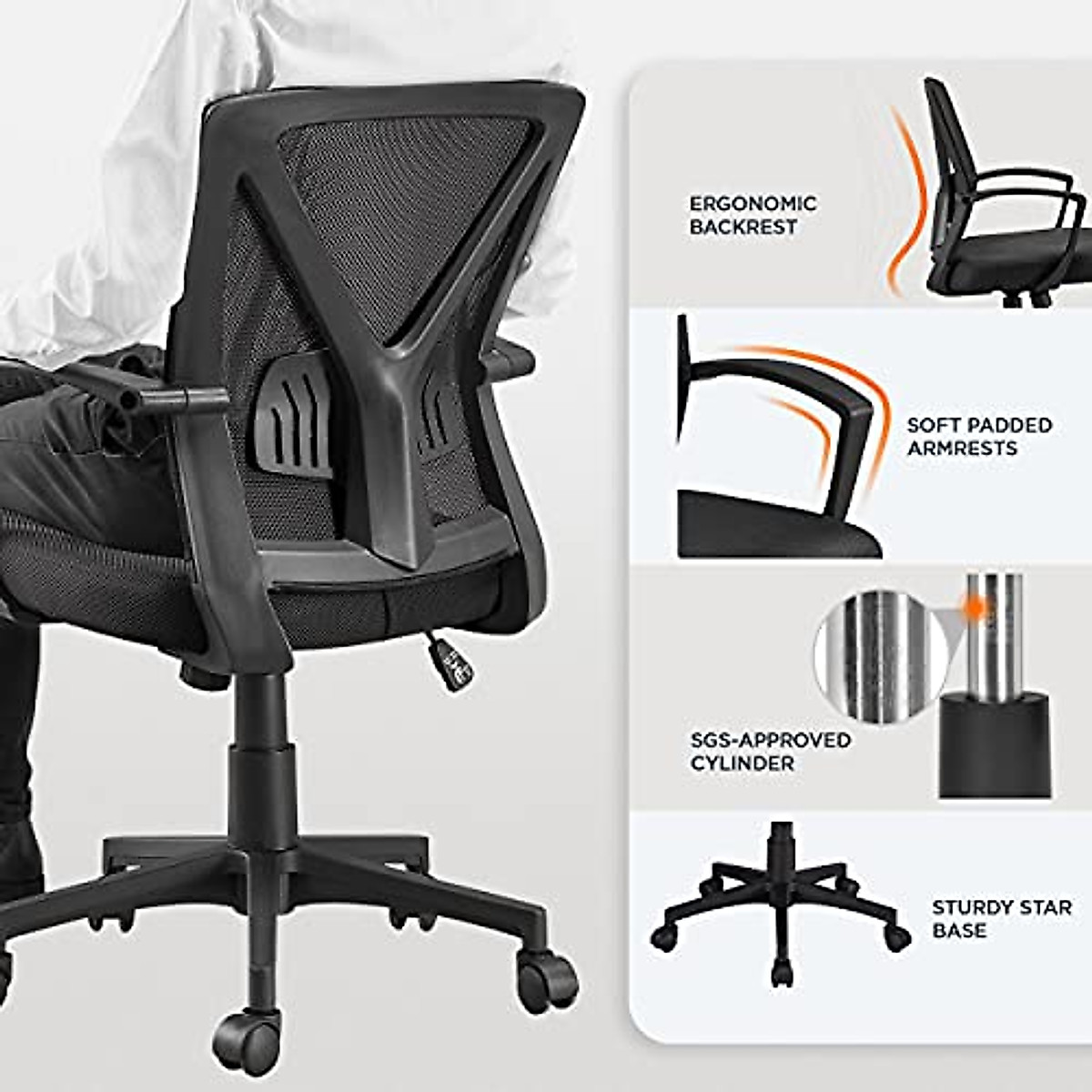 Yaheetech Office Chair Computer Desk Chair Swivel Ergonomic Chair Rolling Executive Office Chair with Wheels and Lumbar Support for Home Office and Study, Black