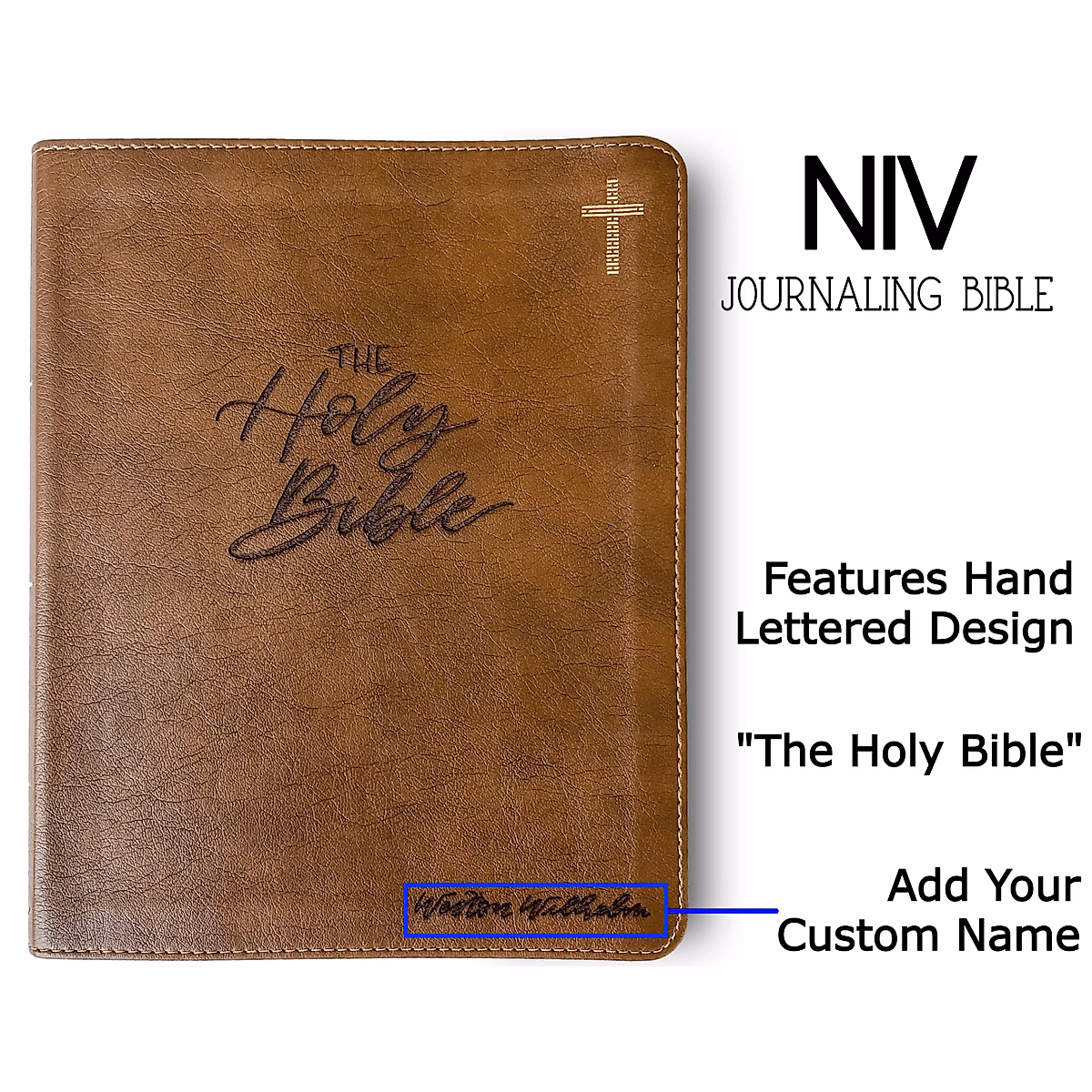Hand Lettered and Laser Engraved NIV Journaling Bible, Personalized Gift, Custom Name Engraving Available