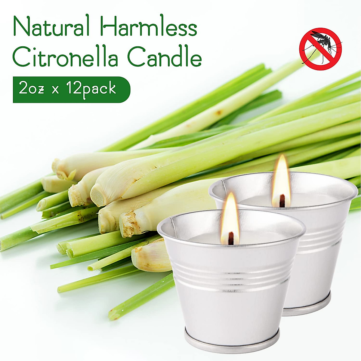 12 Pack Citronella Candles Outdoor 2.0oz Soy Wax Candles in Small Buckets for Home Patio Porch