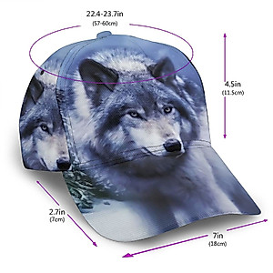 Wolf Baseball Cap Women Ponytail Cap Adjustable Baseball hat for Unisex Washed Trucker