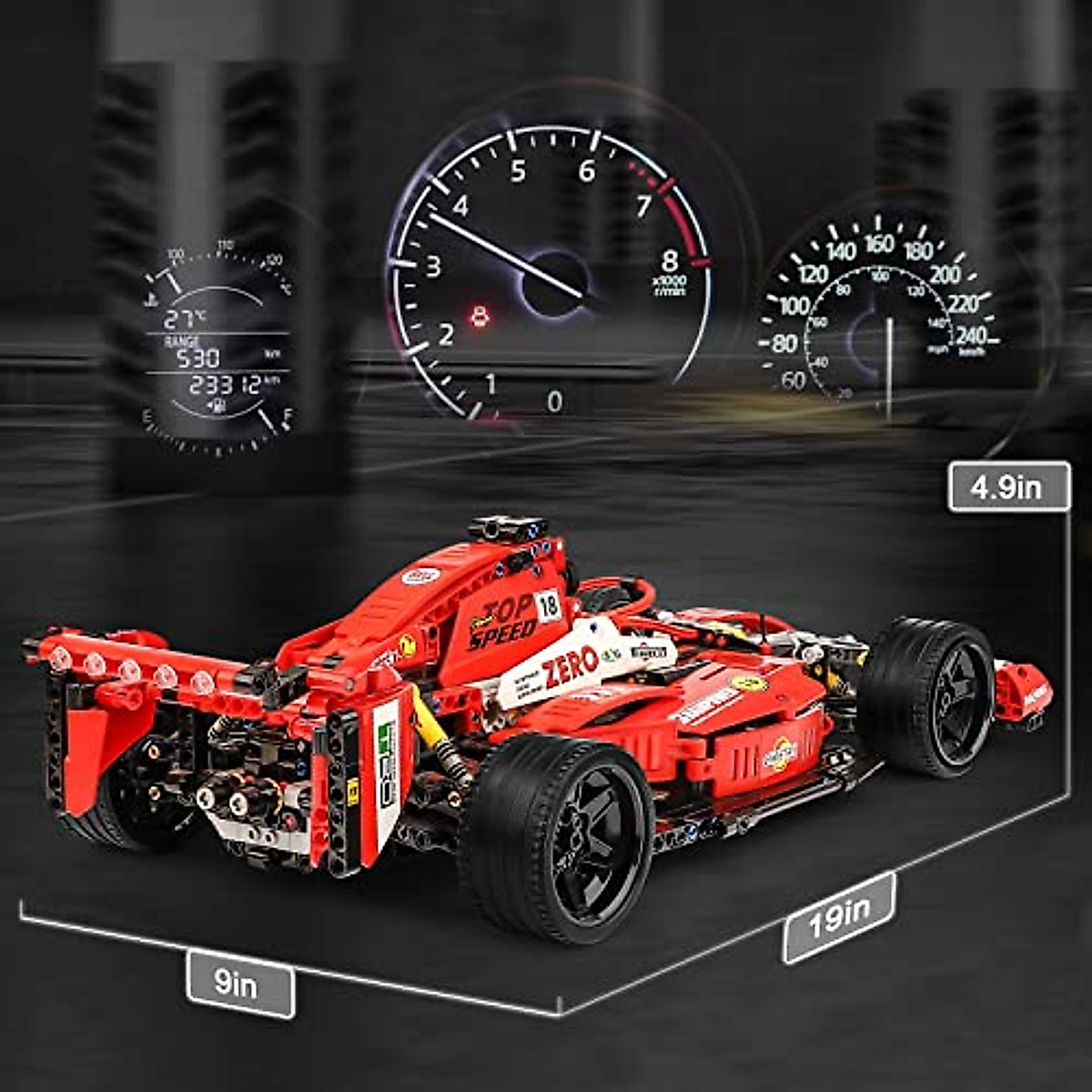 TOY PLAYER F1 Racing Car Model Kit, 1:10 Model Car, Compatible with Lego Technic, Building Blocks and Construction Toy for Adults and Kid 6 7 8 9 Years Kids (1308 Pcs)