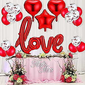 Valentines Day 40inch Shiny Red Letter Sign Love Balloon, "Love" Letter Foil Balloons Party Supplies Ecofriendly Reusable for Valentines Decor Wedding Bridal Shower