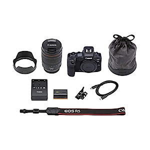 Canon EOS R5 Full Frame Mirrorless Camera + RF 24-105mm F4 L is USM Lens Kit, Black (4147C013) (Renewed)
