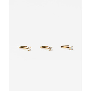 FANSING 3pcs 22g 1.5mm Clear CZ Nose Rings 22 Gauge Nose Studs L Shape Nose Rings Studs for Women Gold Plated Surgical Steel Nostril Piercing Jewelry