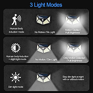NXSP Outdoor Solar Lights, 100 LED Motion Sensor Solar Lights, IP65 Waterproof Module, [2400 Super Bright Energy-Saving Lamps] with 270° Wide Angle, Used in Gardens, terraces, garages(5)