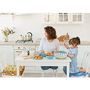 KIDUN Toddler Booster Seat for Dining Table, Upgrade 4 inch Heightening Cushion for Kids Chair, Adjustable, Heightening Booster Seat Pad for Boy/Girl, Toddler Booster Cushion.(Buckle/Yellow)
