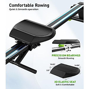 Rowing Machine,JKANGFIT Rowing Machines for Home Use with Arm Strength Training for Full Body Workout,Foldable Magnetic Rower with 14 Levels Resistance LCD Monitor Holder, Green