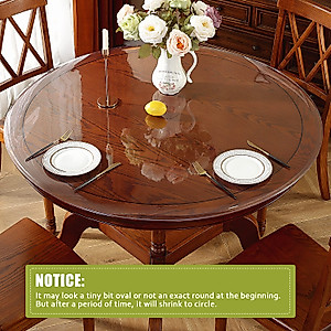 OstepDecor Round Clear Table Protector 48 Inch Thick Clear Table Cover Protector Round, Plastic Waterproof PVC Tablecloth, Vinyl Circle Table Top Protector for Dining Room Table, Coffee Table