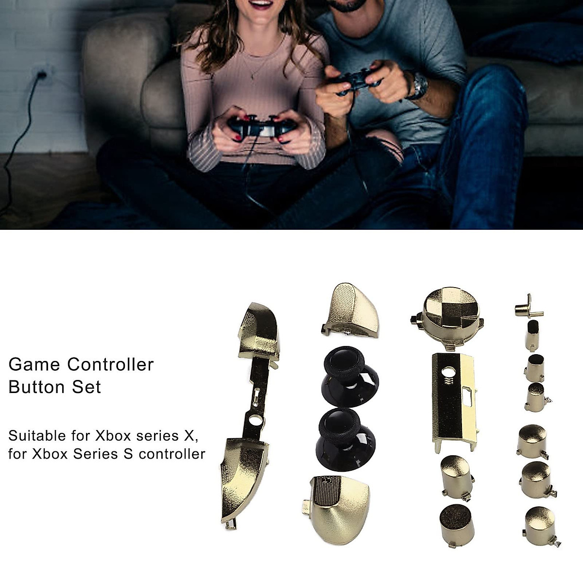 Full Game Controller Plating Button Set, Game Handle Accessories Compatible Beautiful Appearance for Series X(#3)