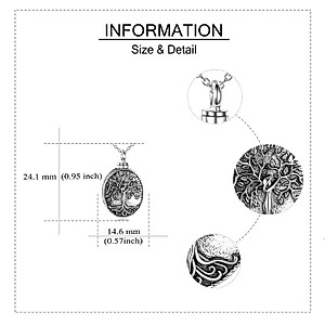 ONEFINITY Unisex Urn Necklaces for Ashes Sterling Silver Tree of Life Cremation Memory Jewelry for Women Men