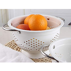 Rorence Powder Coated Steel Colander Set of 2 - White