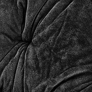 mDesign Urban Papasan Folding Moon Chair - Large Saucer UFO Chair with Collapsible Metal Frame - Fuzzy Foldable Dish Seat for Home Office, Living Room, Dorm Room, and Bedroom - Black