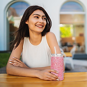 Tswofia 8 Pack plastic Snow Globe Tumbler, 16 Oz Double Wall Plastic Can with Lid and Straw, Plastic Mason Jar Mug for Snow Globe Glitter DIY Gift (Clear)