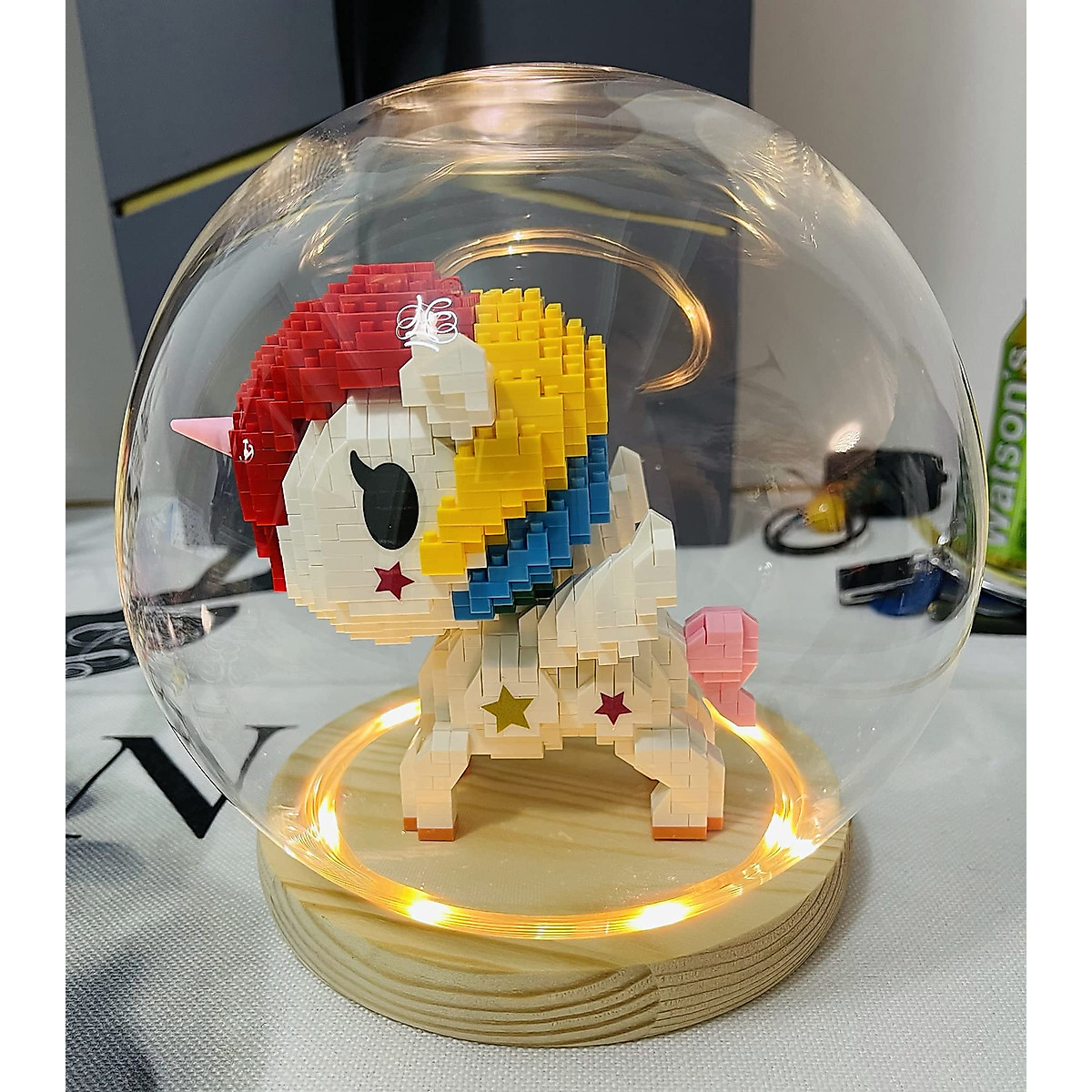 Uvini Micro Blocks Adult Building Toy Set, Valentine's Day Gift, Christmas Fun DIY Unicorn for Adults or Kids, Best Gift Girls 870pcs ( with Dust-proof lampshade ), White, (00867)