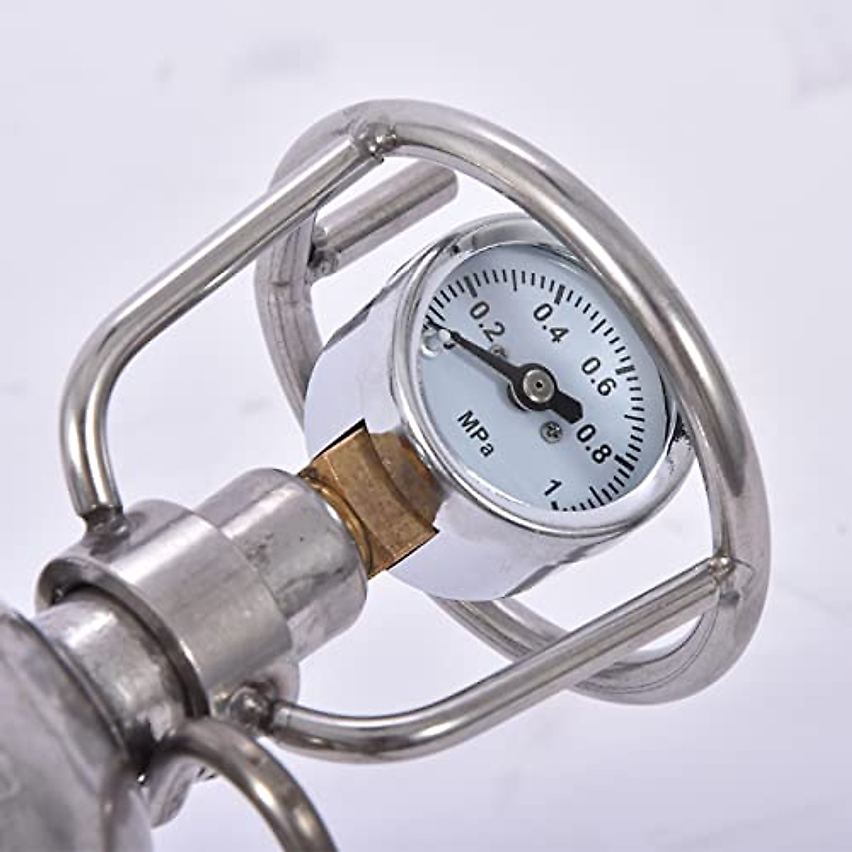 High Pressure Popcorn Maker Machine Mini Stainless Steel Professional Roasting Popcorn Machine Manual Crank Handle Gas Heating Slow Boost with Pressure Gauge for Family Gatherings Study Party Fun