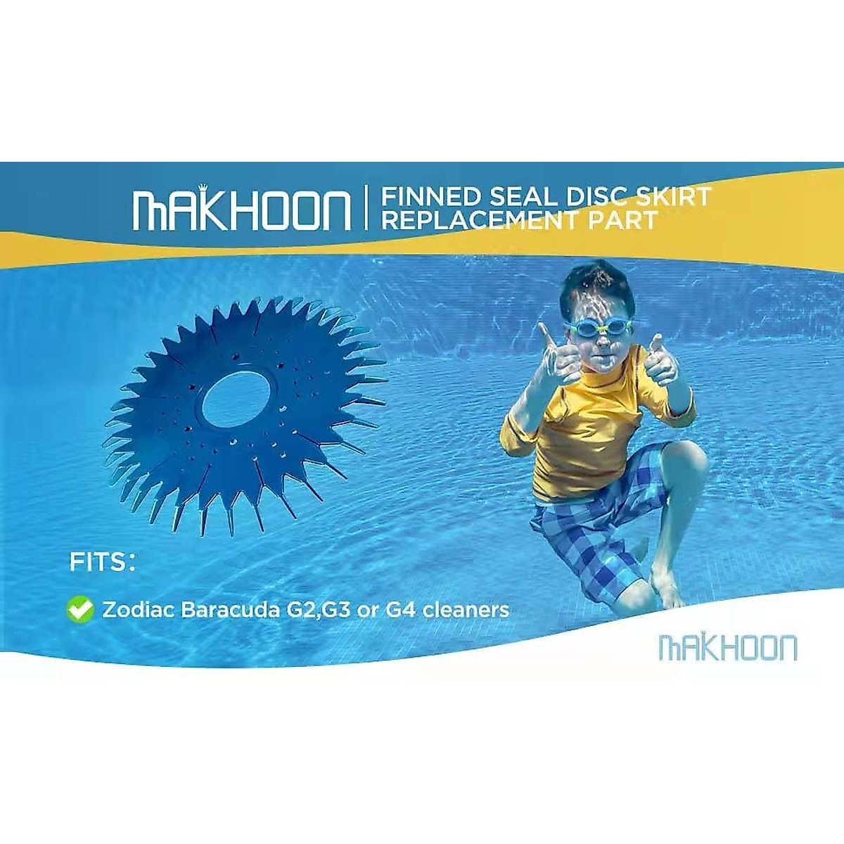 MAKHOON Pool Cleaner Finned Seal disc Skirt Replacement Part Compatible with Zodiac Baracuda G2, G3, G4 Pool Cleaner Seal (1)