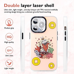 Lao Lin Arts，Compatiable for iPhone Case,Golden Dazzle Phone Case,Change Color with Light,Drop-Proof Phone Case,No Fingerprints,Rabbit, (iPhone 13)