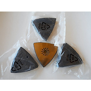 Combo Value Pack - 3 inch Triangular Hook and Loop Sanding pad with Universal Arbor Plus 20 Count Sanding Paper kit for Fein Multimaster ?, Craftsman, Ridgid, Bosch, Chicago, etc.