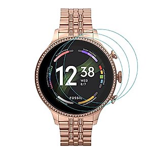 Xinhewong 3-Pack for Fossil Gen 6 Smartwatch (42mm) Smartwatch Screen Protector Tempered Glass for Fossil Gen 6 Smartwatch 42mm Smartwatch [2.5D 9H Hardness][Anti-Scratch]