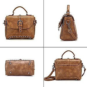 Segater® Womens Vintage Rivet Saddle Shoulder Bag Crossbody Bag Sling Bag Shopper Travel Satchel