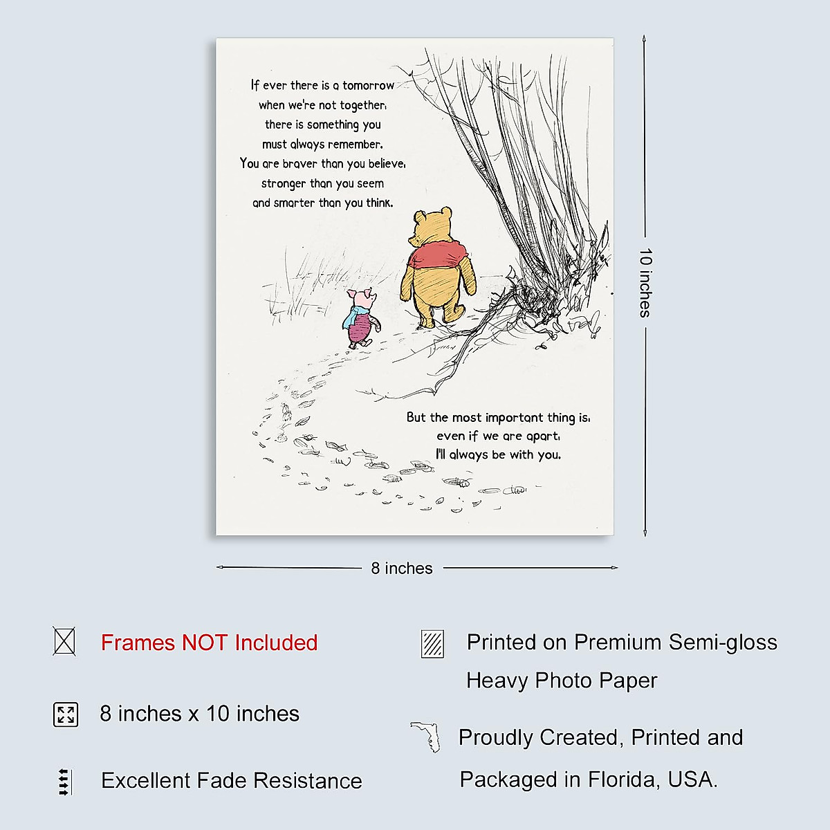 If Ever There Is A Tomorrow, Winnie Wall Art, A. A. Milne the Pooh Quote Classic Poster, Nursery Wall Decor, Encouragement Gift for Kids, Unframed Print (8"x10")