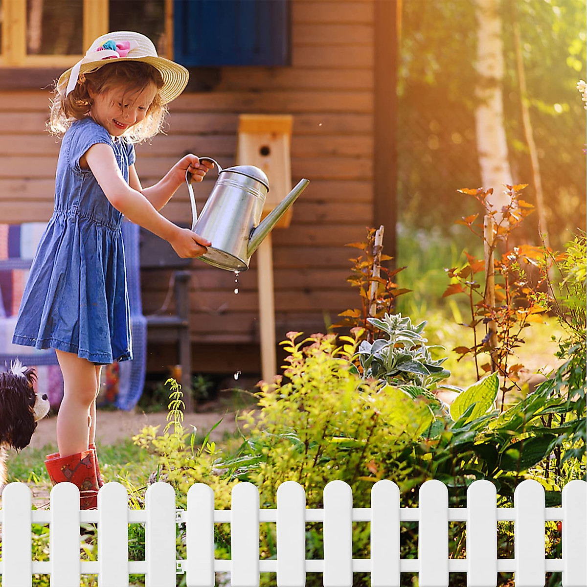 5pcs Christmas Tree Fence White Garden Fence Patio 7.8×19.6inches Yard Fencing Border Flower Plants Tree Guard Lawn Gate Xmas Tree Wedding Party Decoration