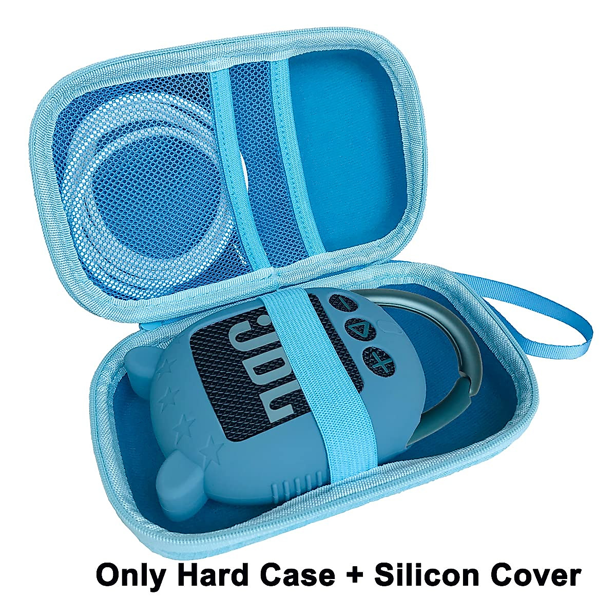 JCHPINE Silicone Cover & Hard Case for JBL Clip 4 Portable Bluetooth Speaker, Water Resistant Speaker Accessory, Shockproof, Dustproof, Blue