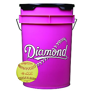 Diamond 6-Gallon Pink Ball Bucket with 18 DRC-10RFPSC 10-inch Yellow Softballs