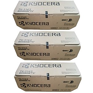 Kyocera 1T02T90US0 Model TK-3162 Black Toner Kit, Compatible with ECOSYS P3045dn Monochrome Laser Printer, Up to 12500 Pages Yield (Pack of 3)