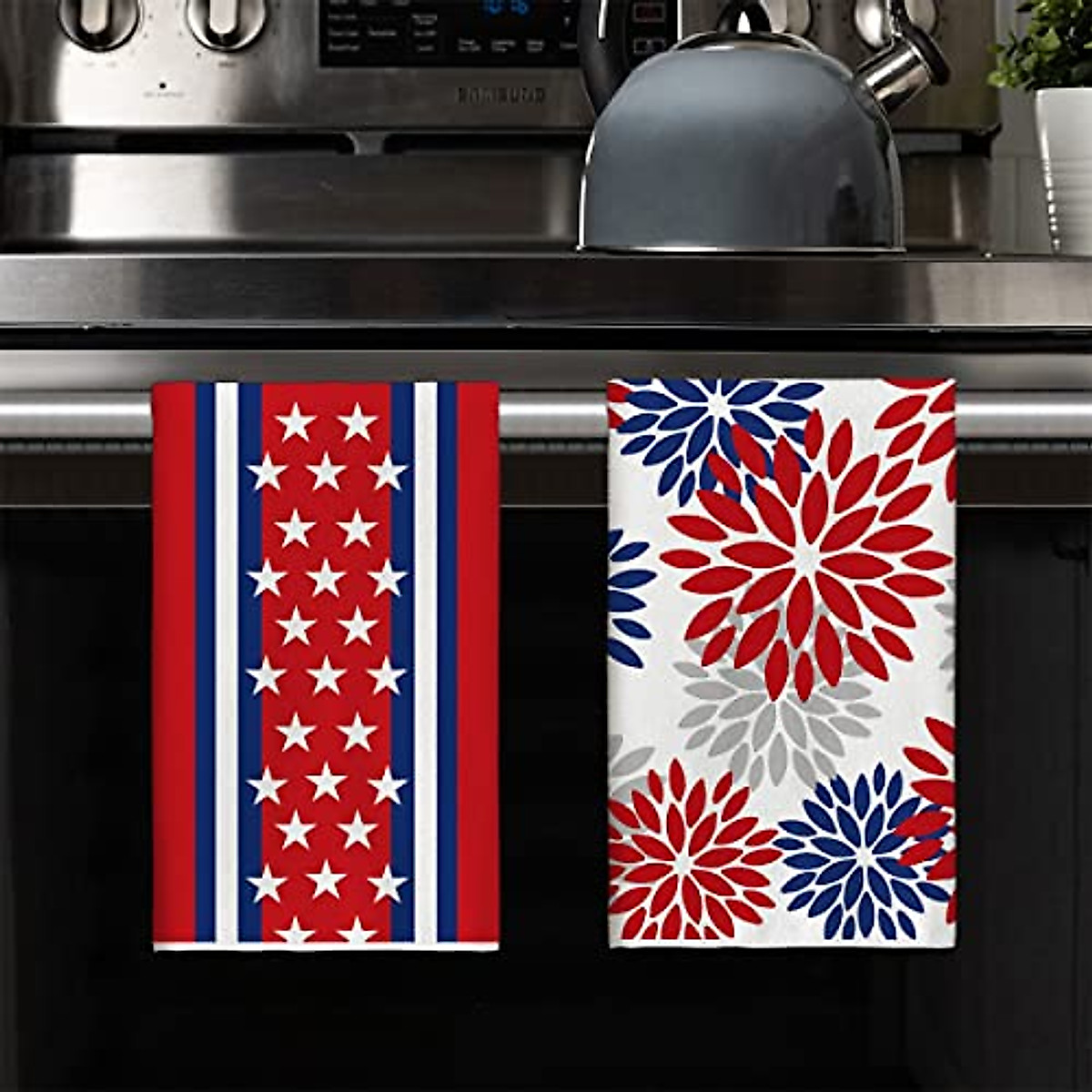 Artoid Mode Let Freedom Ring Stars Roses Veterans Day Kitchen Towels Dish Towels, 18x26 Inch Seasonal Decoration Hand Towels Set of 4