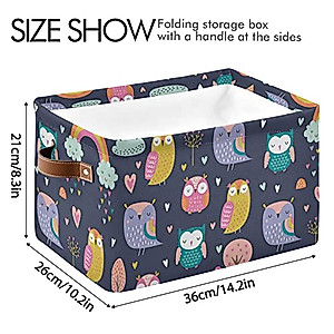 xigua Owl Storage Basket Storage Bin Organizer Basket, Foldable Rectangular Storage Box with Handles for Home Office