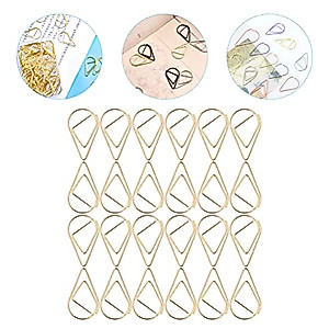 ibasenice Water Drop Paper Clips - 100 Pcs Gold Paper Clips/Metal Paper Clip Holders/Bookmarks Water Drop Shape Gold Paper Clips for Books, Memos, Paper, Posters, Photos