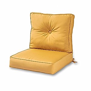 Greendale Home Fashions Outdoor Sunbrella Fabric Deep Seat Cushion, 2 Piece Set, Harvest