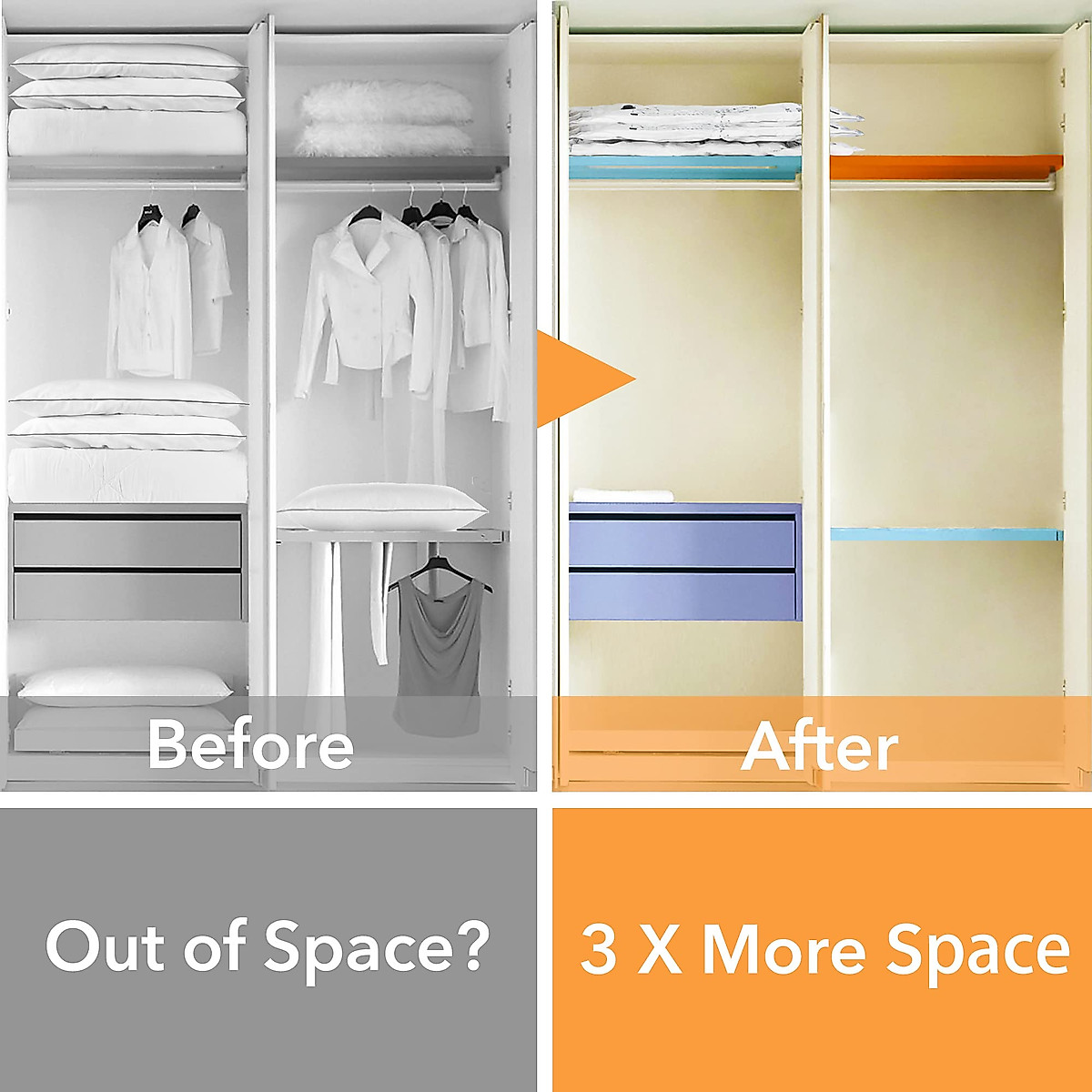 SpaceAid Jumbo Vacuum Storage Bags, Space Saver Sealer Compression Bags for Comforters, Blankets, Pillows, Bedding, Clothes (X-Large 3 Pack)