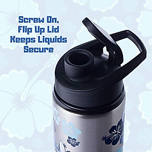 Silver Buffalo Disney Lilo and Stitch Double Walled Stainless Steel Water Bottle, 25 Ounces