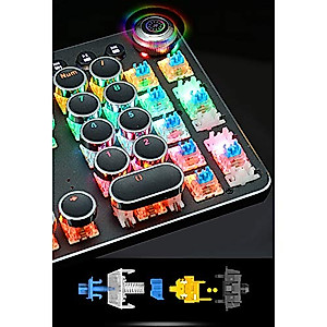 LANOA Gaming Mechanical Keyboard, Metal Panel,LED Backlit,USB Wired,Typewriter-Style Round Keycaps,for Laptop Desktop PC Black